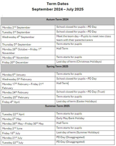 Thomas Wolsey Ormiston Academy - Term Dates